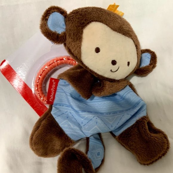 Fisher-Price | Toys | Fisher Price Brown Monkey Blue Plush Rattle ...